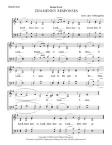 Lenten Litanies – Znamenny Chant, Arkhangelsky, Mixed, SATB • Saint ...